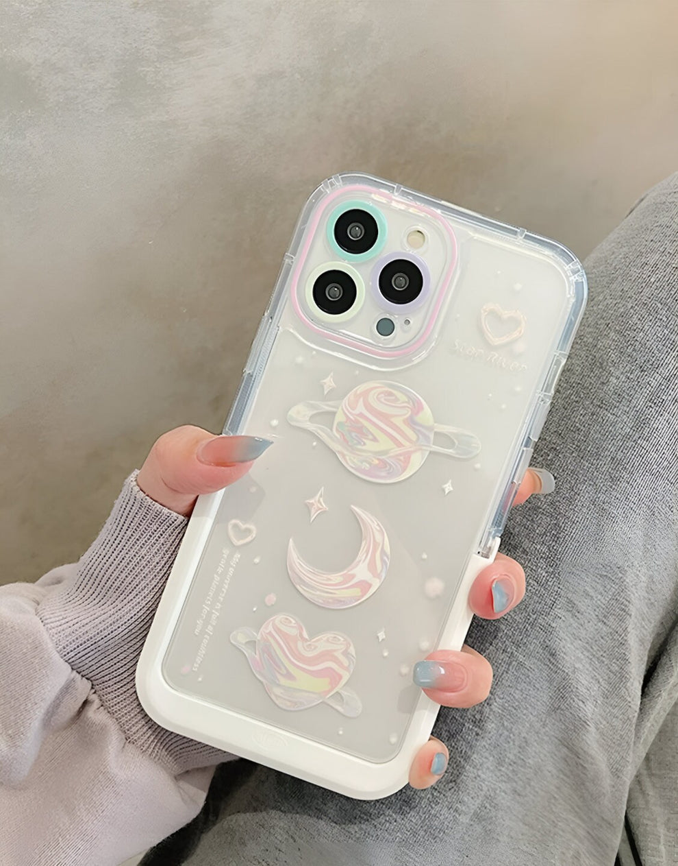 Cute Planet Moon Clear iPhone Case – URBANLUSA