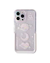 Cute Planet Moon Clear iPhone Case – URBANLUSA