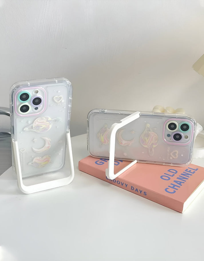 Cute Planet Moon Clear iPhone Case – URBANLUSA