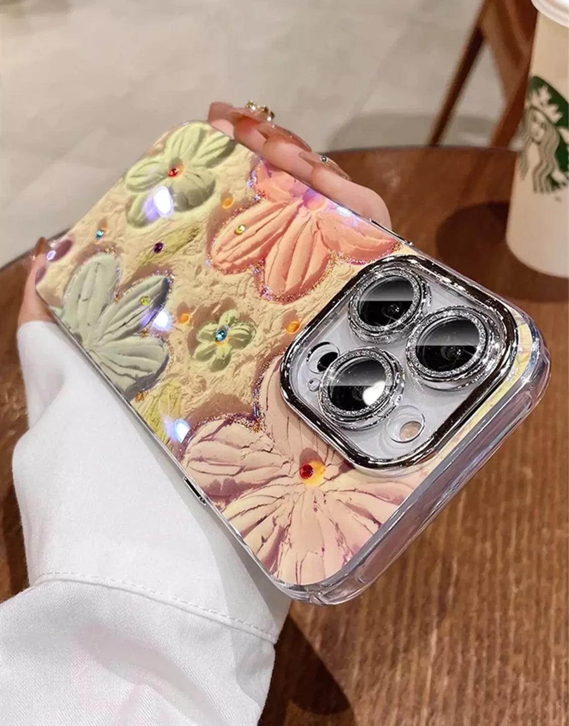 Luxury Flowers Glitter Laser iPhone Case – URBANLUSA